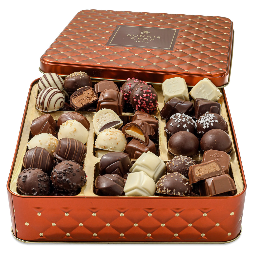 Chocolate Gift Basket – Belgian Truffles in Keepsake Box – Bonnie and Pop